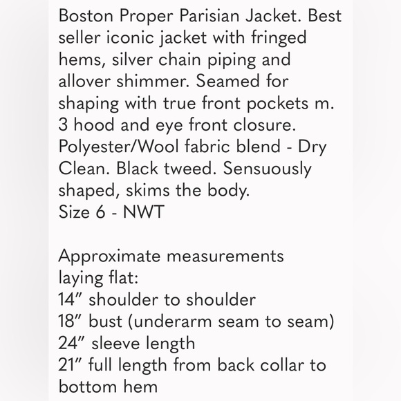 Boston Proper | Jackets & Coats | Boston Proper Black Tweed Blazer With ...